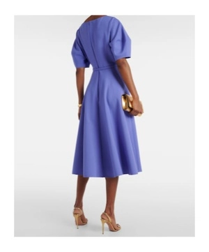 Oscar De La Renta Puff-sleeve Wool-blend Midi Dress