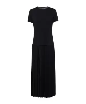 MAISON MARGIELA Pleated Cotton Midi Dress - Black