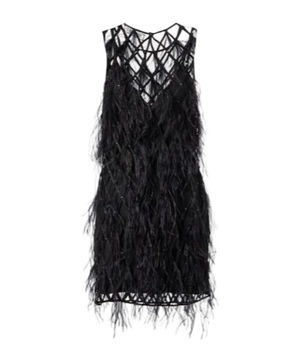 Attico Feather-trimmed Minidress - Black