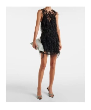 Attico Feather-trimmed Minidress