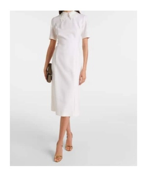 Oscar De La Renta Lace-trimmed Wool-blend Midi Dress