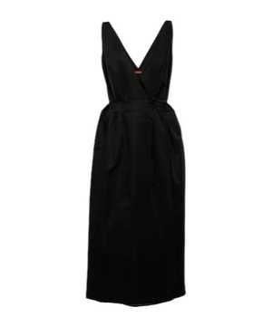 Altuzarra Anouk V-neck Cotton-blend Midi Dress - Black