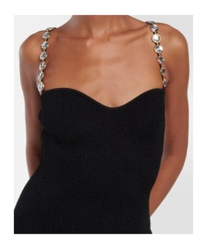 Galvan Globe Chain Wave Ribbed-knit Midi Dress