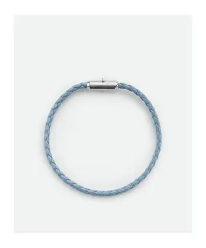 Bottega Veneta Braided Leather Bracelet With Sterling Silver Closure