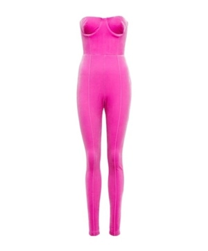 Alex Perry Strapless Velvet Jumpsuit - Pink