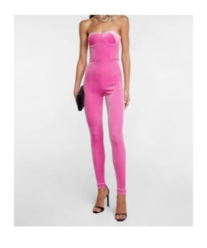 Alex Perry Strapless Velvet Jumpsuit
