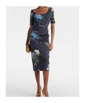Monique Lhuillier Floral Poplin Midi Dress