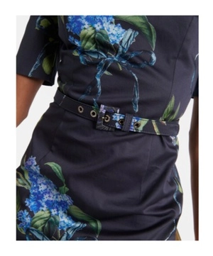 Monique Lhuillier Floral Poplin Midi Dress