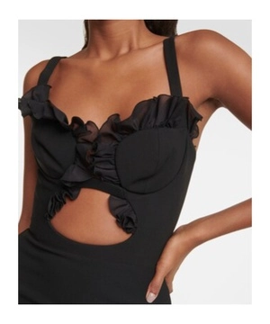 NENSI DOJAKA Ruffled Cutout Jersey Mini Dress