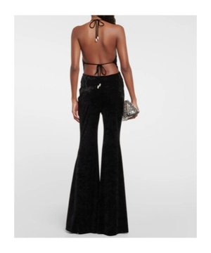 Alexandre Vauthier Halterneck Flared Velvet Jumpsuit