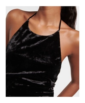 Alexandre Vauthier Halterneck Flared Velvet Jumpsuit