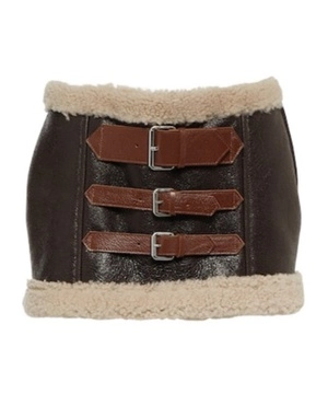 Blumarine Shearling-trimmed Leather Miniskirt