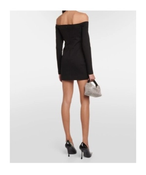 AREA Crystal-embellished Off-shoulder Minidress