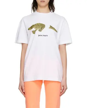 Palm Angels Crocodile-print Cotton T-shirt