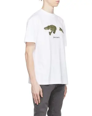 Palm Angels Crocodile-print Cotton T-shirt