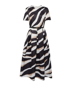 Elie Saab Printed Silk-blend Midi Dress - Black