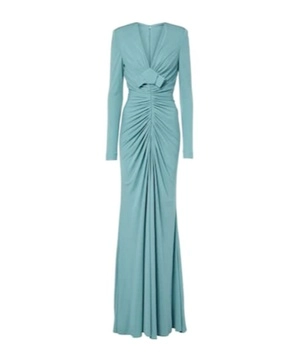 Elie Saab Bow-detail Ruched Jersey Gown