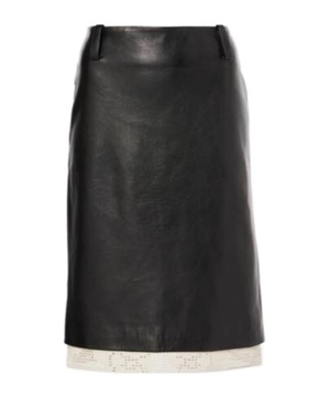 Magda Butrym Crochet-trimmed Leather Midi Skirt - Black