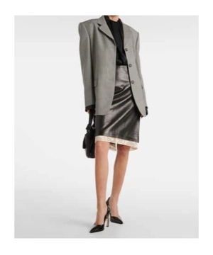 Magda Butrym Crochet-trimmed Leather Midi Skirt