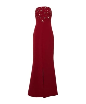 SAFIYAA LONDON Makkari Embellished Strapless Crêpe Gown - Red
