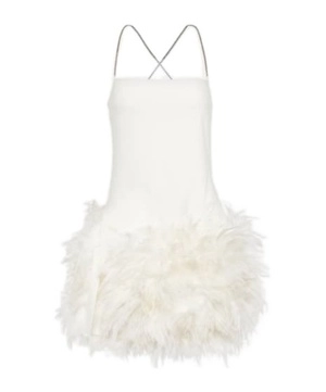 Attico Fujiko Feather-trimmed Minidress - White