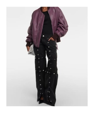 Attico Studded Low-rise Straight Leg Jeans