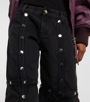 Attico Studded Low-rise Straight Leg Jeans