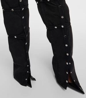 Attico Studded Low-rise Straight Leg Jeans
