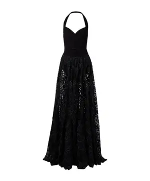 Norma Kamali Cayla Embroidered Halterneck Gown
