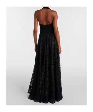 Norma Kamali Cayla Embroidered Halterneck Gown