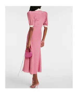 Alessandra Rich Polka Dot Silk Maxi Dress With Bow Detail