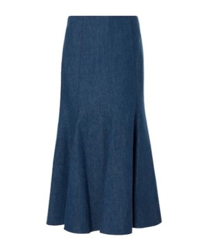 Gabriela Hearst Amy Flared Cotton And Linen Midi Skirt - Blue