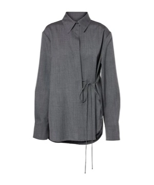 JIL SANDER Belted Wool Shirt - Gray