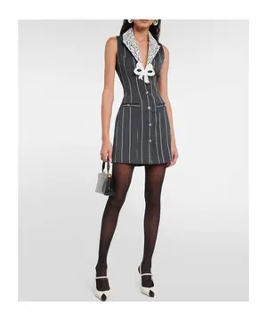 Alessandra Rich Pinstripe Wool-blend Minidress