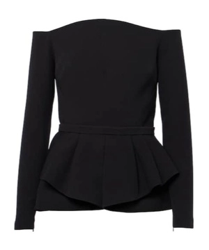 SAFIYAA LONDON Off-shoulder Crêpe Peplum Top - Black