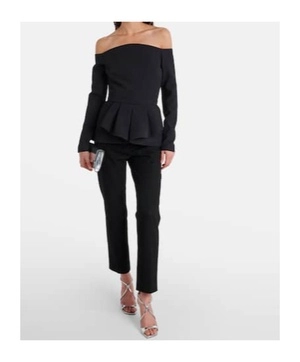 SAFIYAA LONDON Off-shoulder Crêpe Peplum Top