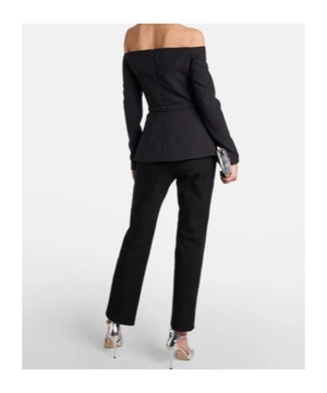 SAFIYAA LONDON Off-shoulder Crêpe Peplum Top