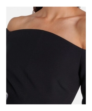 SAFIYAA LONDON Off-shoulder Crêpe Peplum Top