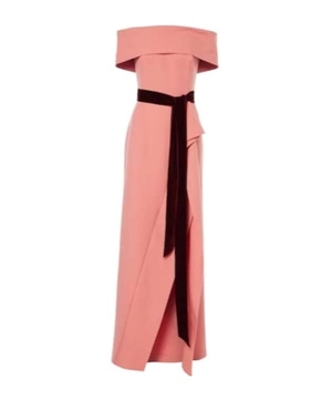 Oscar De La Renta Off-shoulder Wool-blend Gown - Pink