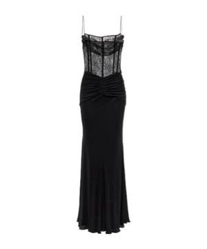 Alessandra Rich Laminated Jersey Maxi Dress