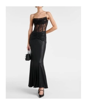 Alessandra Rich Laminated Jersey Maxi Dress
