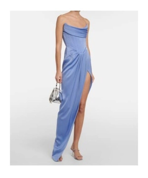Alex Perry Satin Crepe Draped Bustier Gown