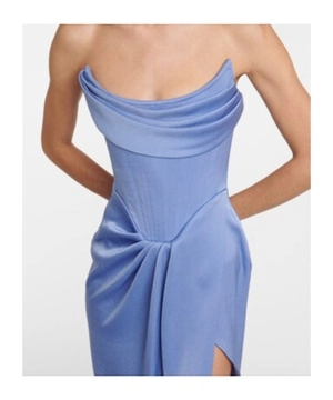 Alex Perry Satin Crepe Draped Bustier Gown