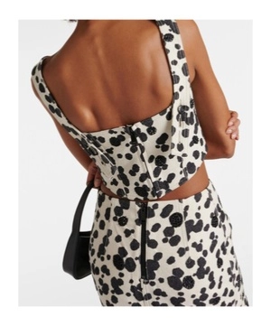 AREA Denim Corset With Logo Detail