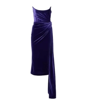 Alex Perry Draped Velvet Corset Gown - Blue