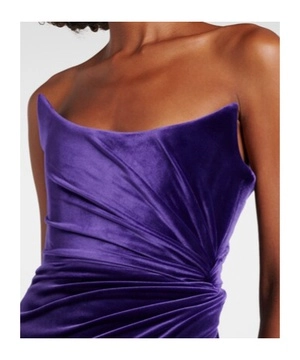 Alex Perry Draped Velvet Corset Gown - Blue