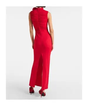 Magda Butrym Floral-applique Ruched Jersey Gown