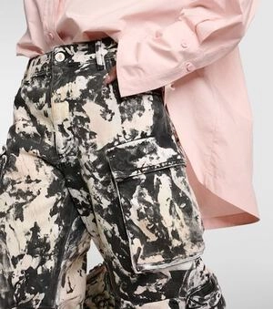 Attico Fern Printed Mid-rise Cargo Jeans - Nude