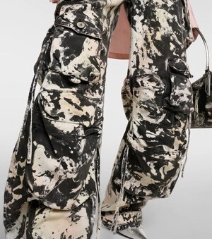 Attico Fern Printed Mid-rise Cargo Jeans - Nude