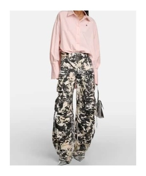 Attico Fern Printed Mid-rise Cargo Jeans